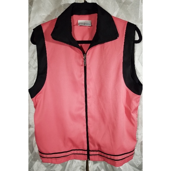 Vintage | Jackets & Coats | Vintage Marcia Pink Black Athletic Vest ...
